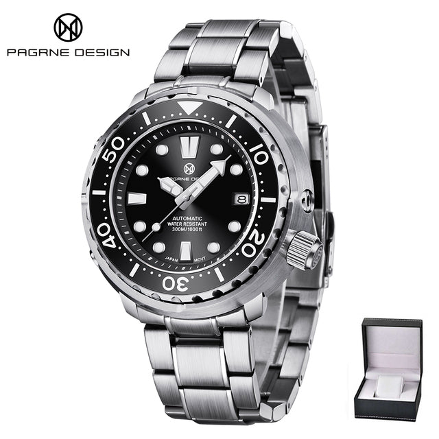 PAGRNE DESIGN New 45mm Stainless Steel Large Dial Mechanical Watch 300 TheHaymonCollection